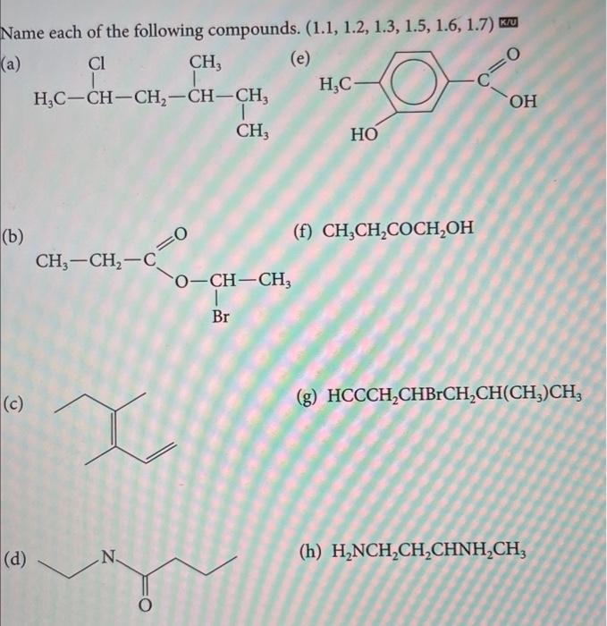 Solved Name each of the following compounds. | Chegg.com