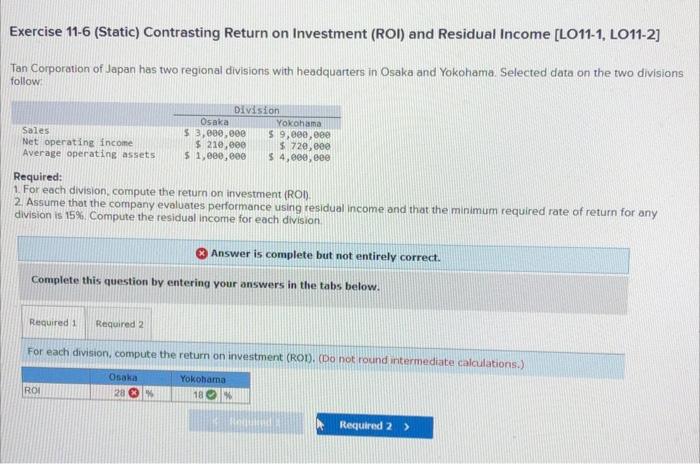 Solved Exercise 11-6 (Static) Contrasting Return on | Chegg.com