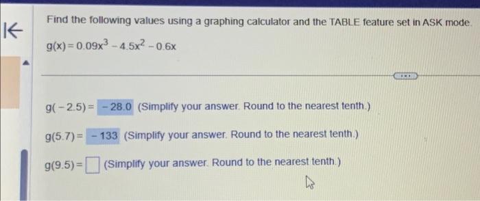 Solved Find the following values using a graphing calculator | Chegg.com