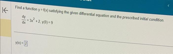 Solved Find a function y=f(x) satisfying the given | Chegg.com
