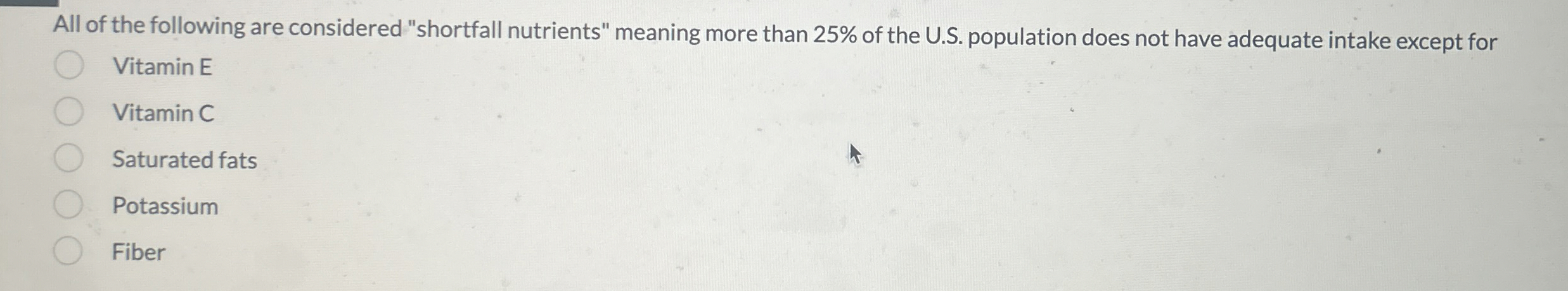 Solved All of the following are considered "shortfall | Chegg.com