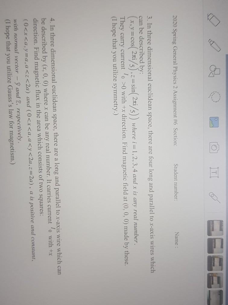 Solved 2020 Spring General Physics 2 Assignment #6 Section: | Chegg.com