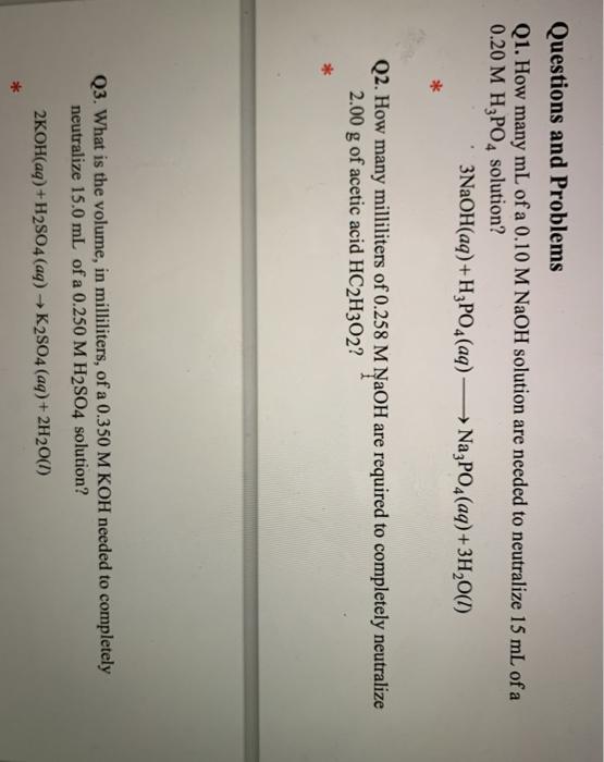 Solved Questions and Problems Q1. How many mL of a 0.10 M | Chegg.com