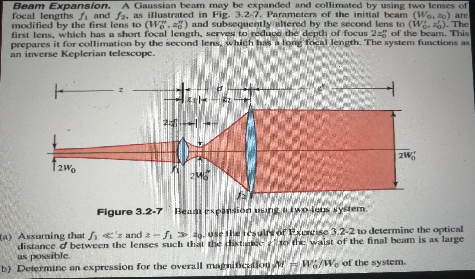 Solved Beam Expansion. A Gaussian beam may be expanded and | Chegg.com