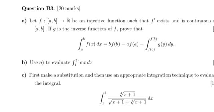 Solved a) Let f:[a,b]→R be an injective function such that | Chegg.com