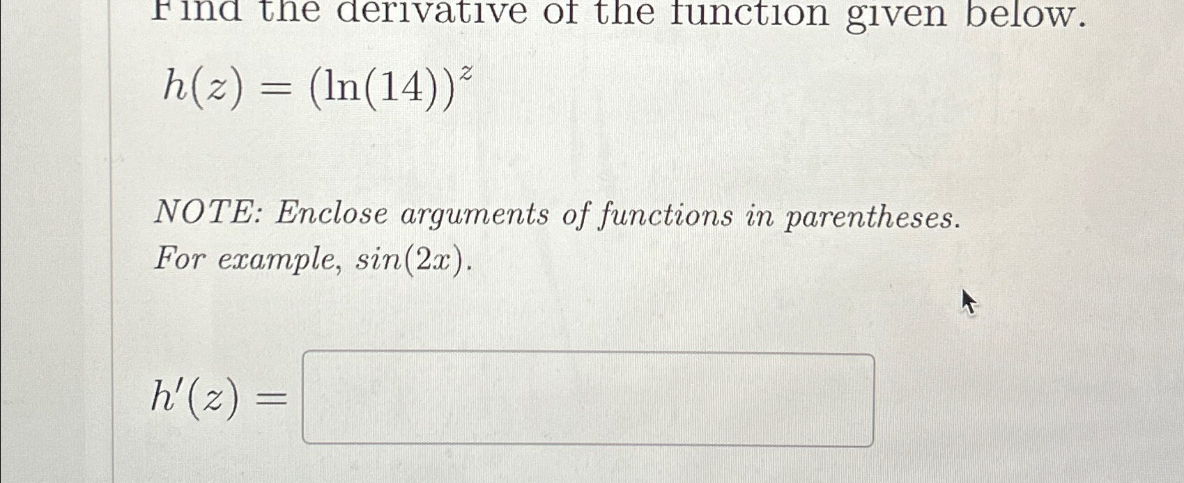 Solved Find the derivative of the function given | Chegg.com