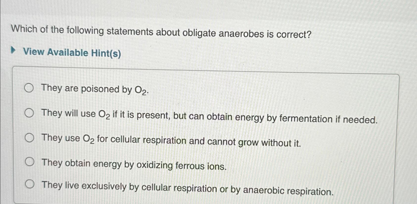 Solved Which of the following statements about obligate | Chegg.com