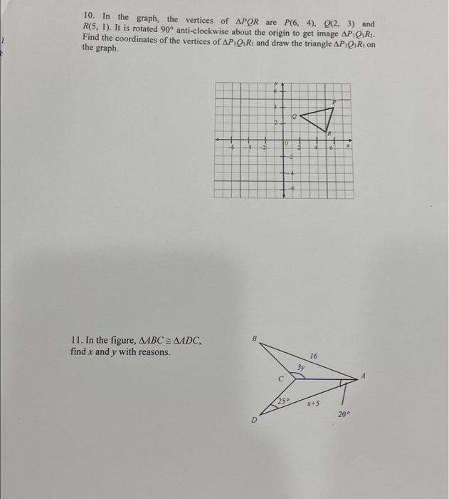 Solved 10. In the graph, the vertices of PQR are | Chegg.com