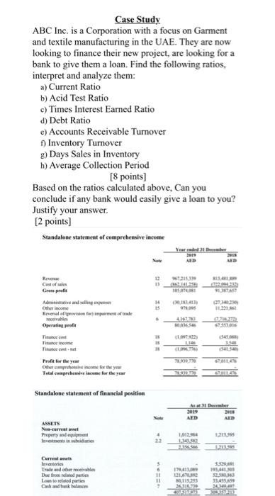 Solved Case Study ABC Inc. is a Corporation with a focus on | Chegg.com