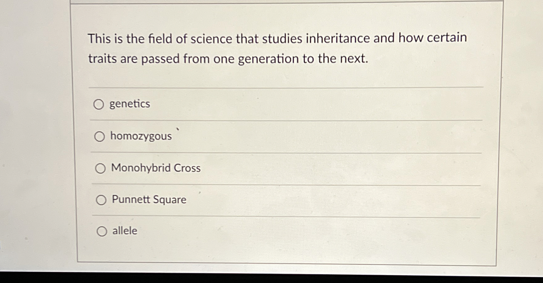 Solved This is the field of science that studies inheritance | Chegg.com