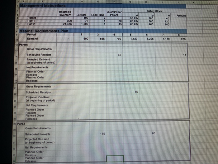 What is the Parent's Projected On-Hand Inventory for | Chegg.com