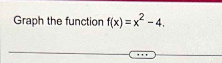 Graph the function f(x)=x2-4. | Chegg.com