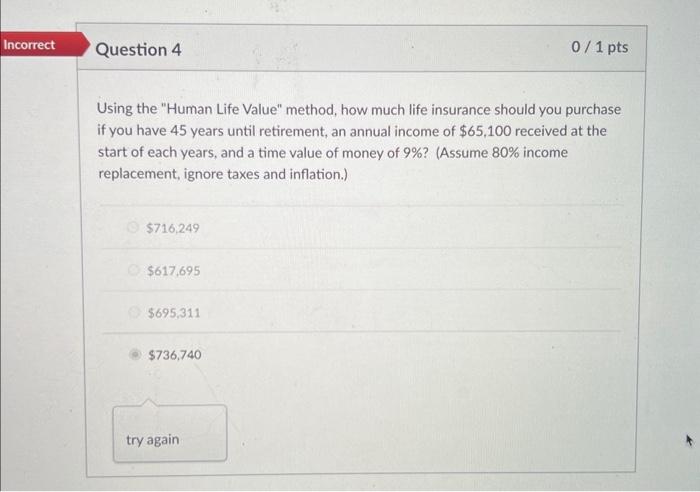 Solved Using the "Human Life Value" method, how much life | Chegg.com