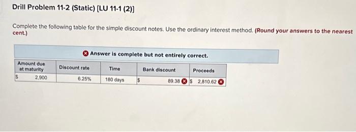 Solved Complete the following table for the simple discount | Chegg.com