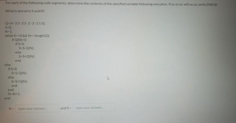 Solved For each of the following code segments, determine | Chegg.com