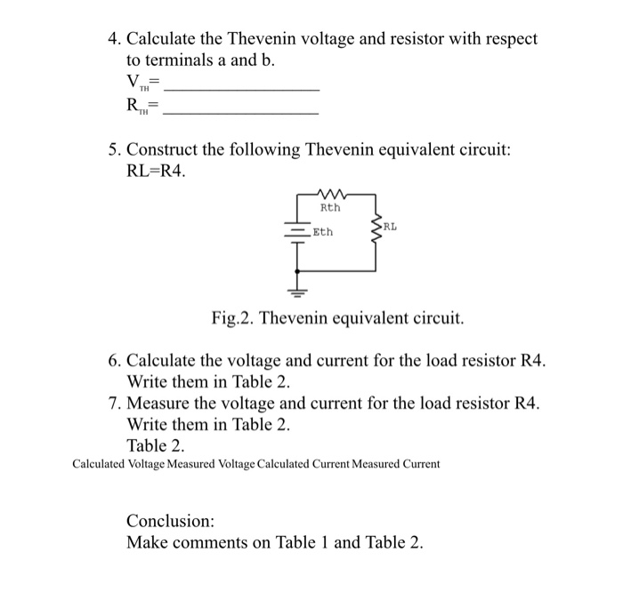 Solved EE 205 Circuit Theory Lab 2 Thevenin Theorem The aim | Chegg.com