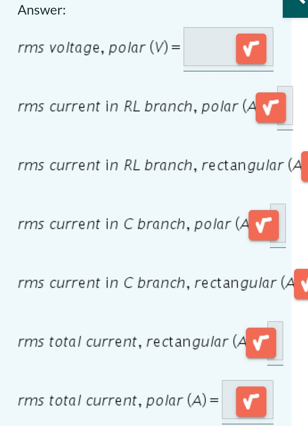 Solved Using r.m.s. ﻿values, find the total current in the | Chegg.com