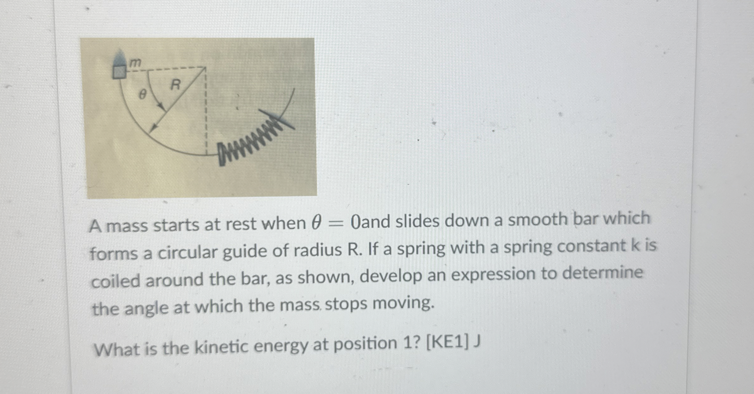 A mass starts at rest when θ=0 ﻿and slides down a | Chegg.com