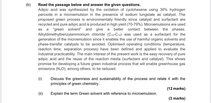 Solved (b) Read the passage below and answer the given | Chegg.com