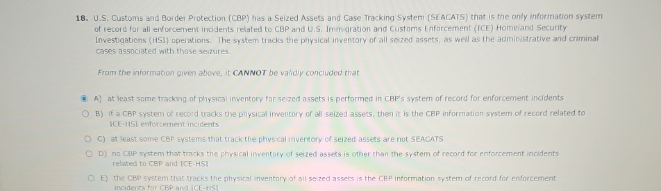 Solved U.S. ﻿Customs and Border Protection (CBP) ﻿has a | Chegg.com