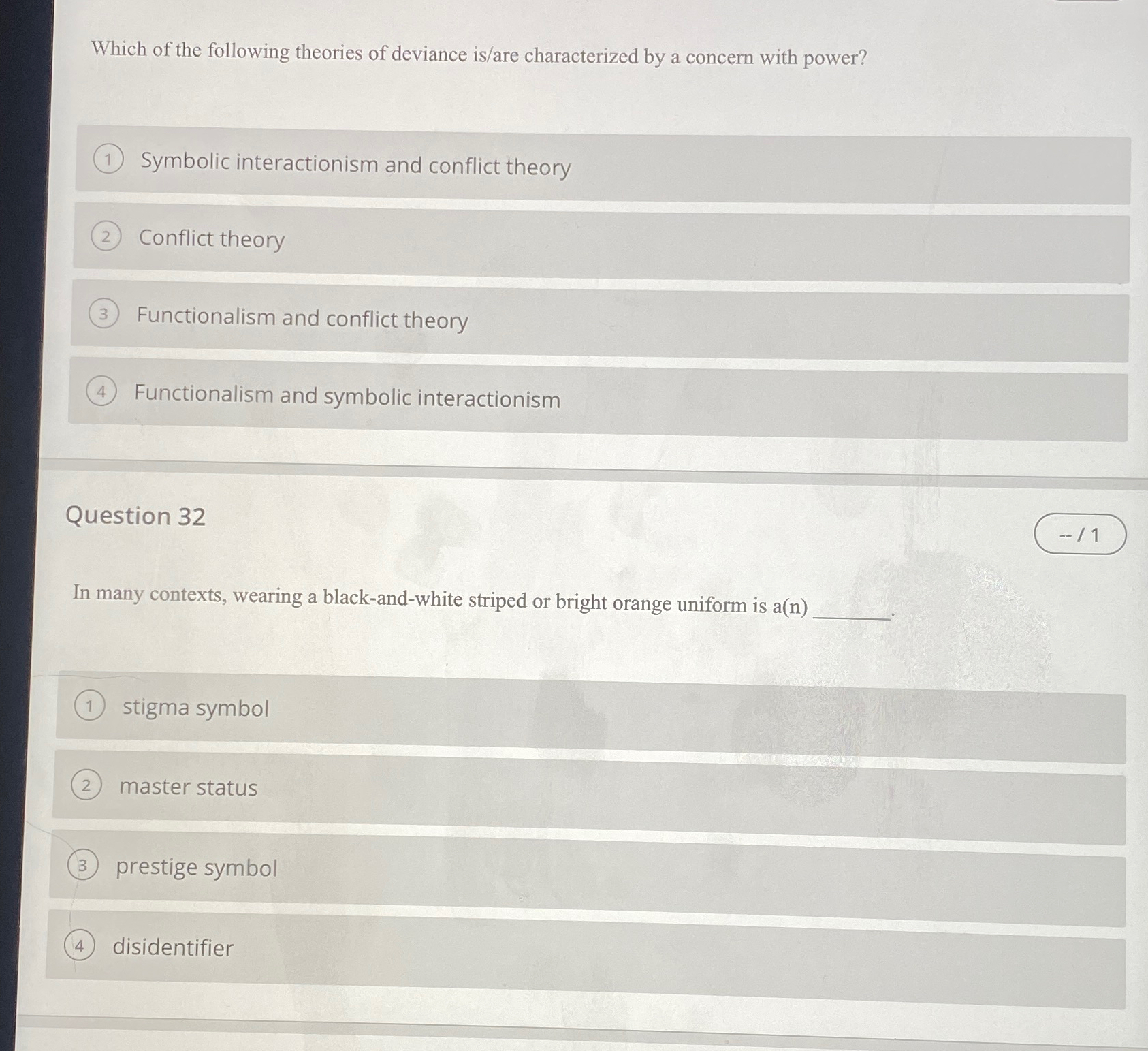 Solved Which of the following theories of deviance is/are | Chegg.com