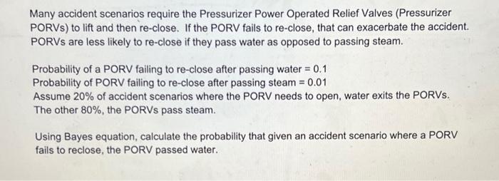 Solved Many accident scenarios require the Pressurizer Power | Chegg.com
