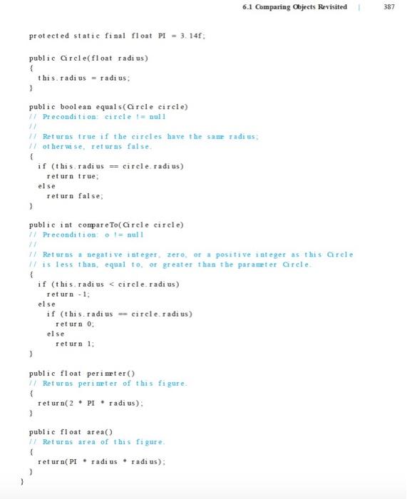 Solved 61 Comparing Objects Revisited 1 Based On The 