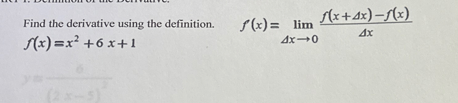 Solved Find the derivative using the definition. | Chegg.com