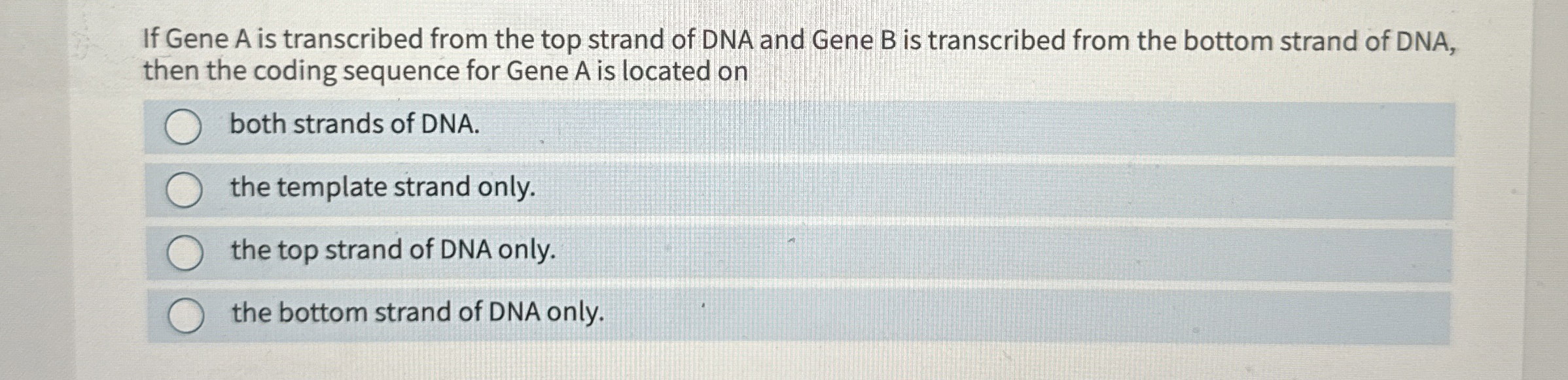 Solved If Gene A ﻿is transcribed from the top strand of DNA | Chegg.com