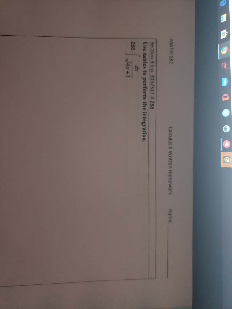 Solved MATH-182 Calculus II Written Homework Name: Section | Chegg.com