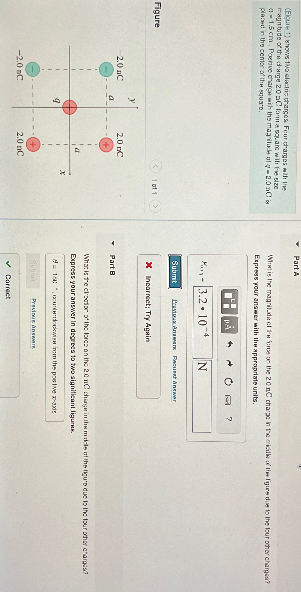Solved (Figure 1) ﻿shows five electric charges. Four charges | Chegg.com