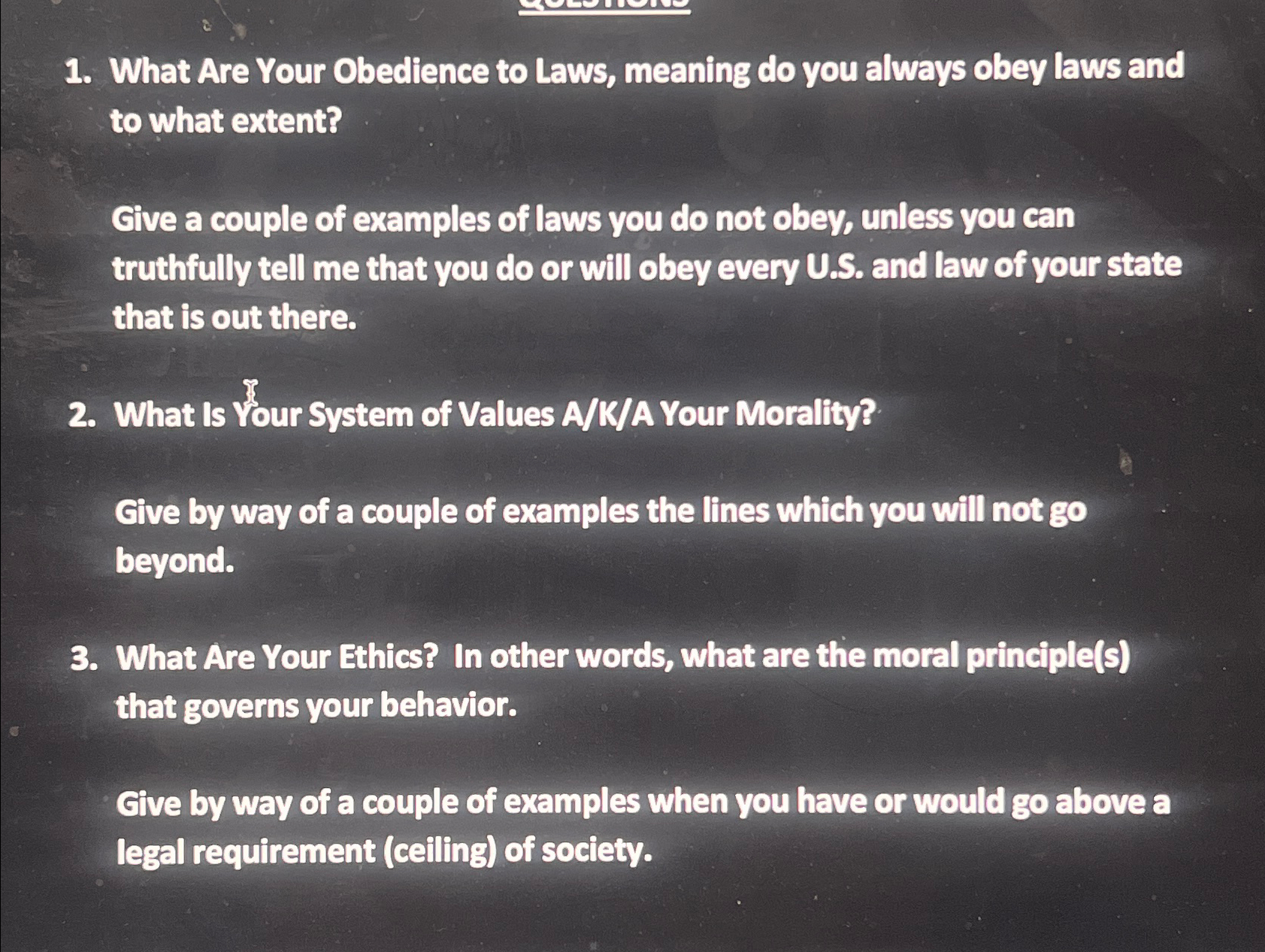 Solved What Are Your Obedience to Laws, meaning do you | Chegg.com