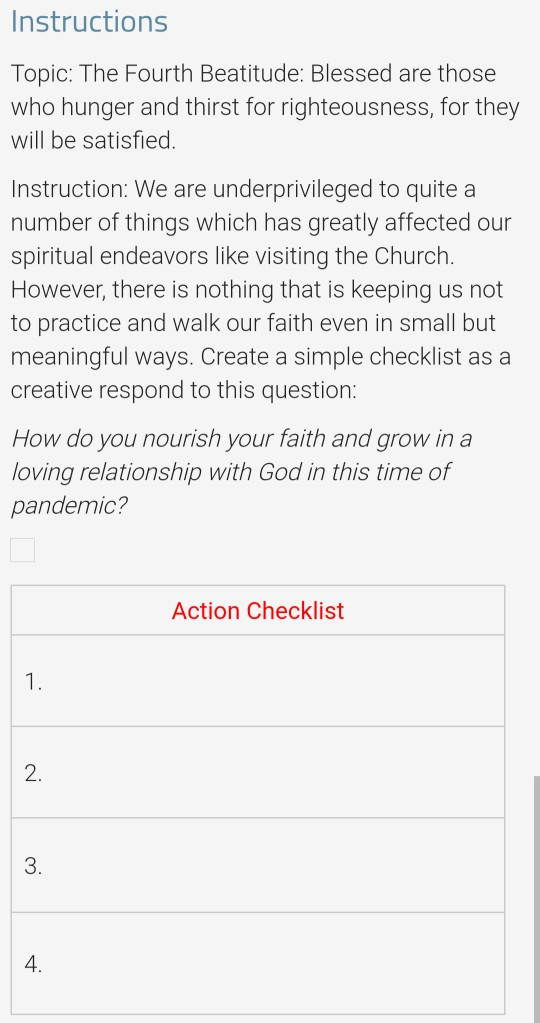 Solved Instructions Topic: The Fourth Beatitude: Blessed are | Chegg.com