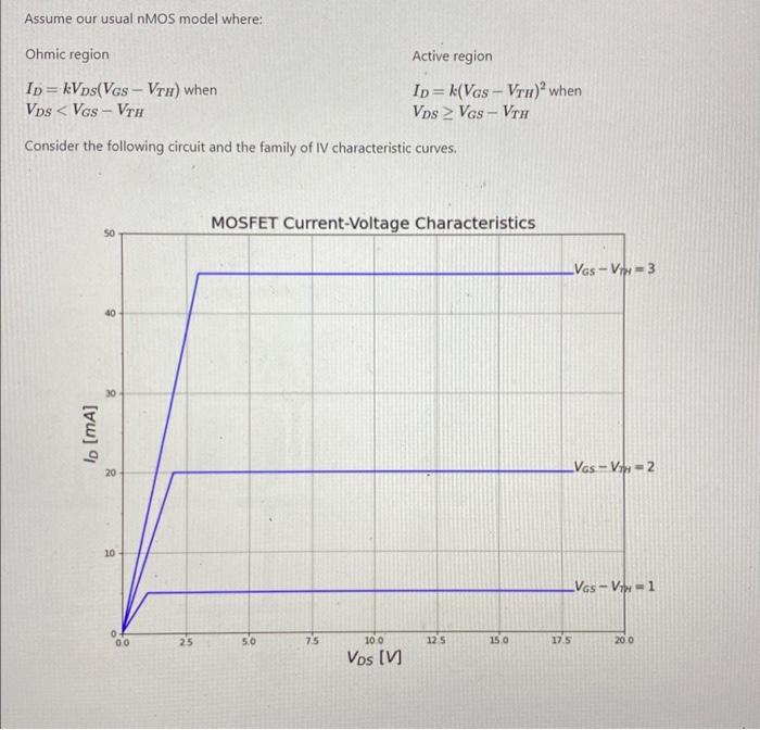 Assume our usual nMOS model where: Ohmic region | Chegg.com