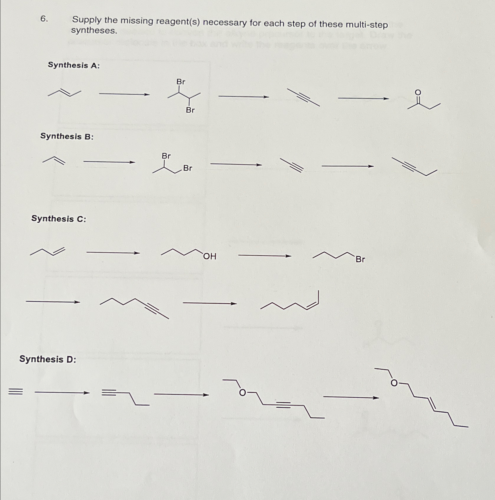 Solved Supply the missing reagent(s) ﻿necessary for each | Chegg.com