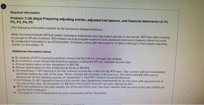 Required information Problem 3-3A (Algo) Preparing | Chegg.com