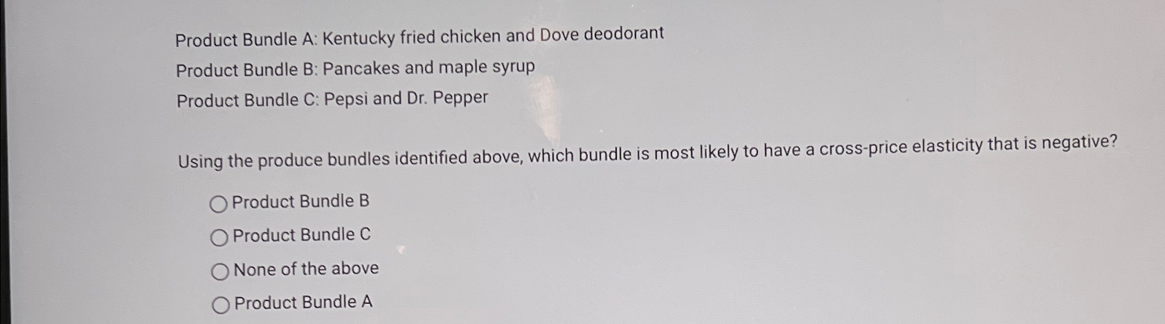 Solved Product Bundle A: Kentucky fried chicken and Dove | Chegg.com