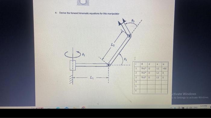 Solved 4- Derive the forward kinematic equations for this | Chegg.com