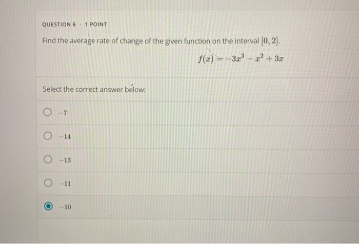 Solved Find the average rate of change of the given | Chegg.com