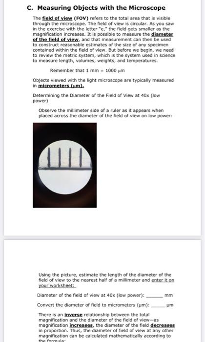 Solved Microscope Post-lab Assignment total magnification = | Chegg.com