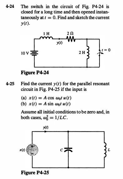 Solved 1-24 The switch in the circuit of Fig. P4-24 is | Chegg.com