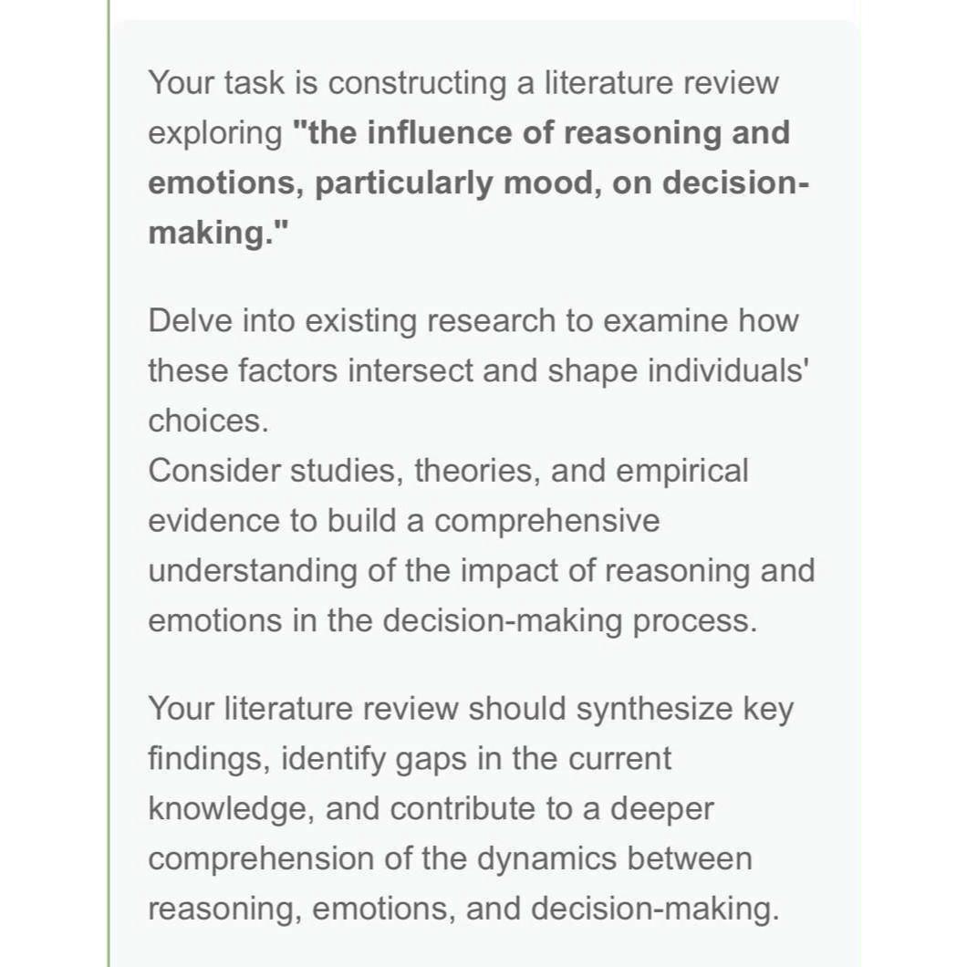 Solved Your task is constructing a literature review | Chegg.com