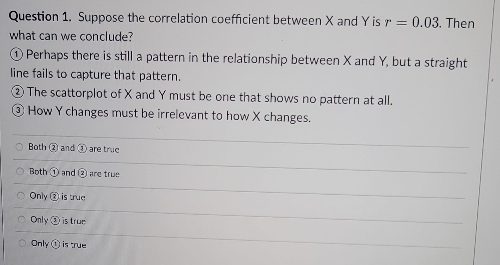 Solved Question 1. Suppose the correlation coefficient | Chegg.com