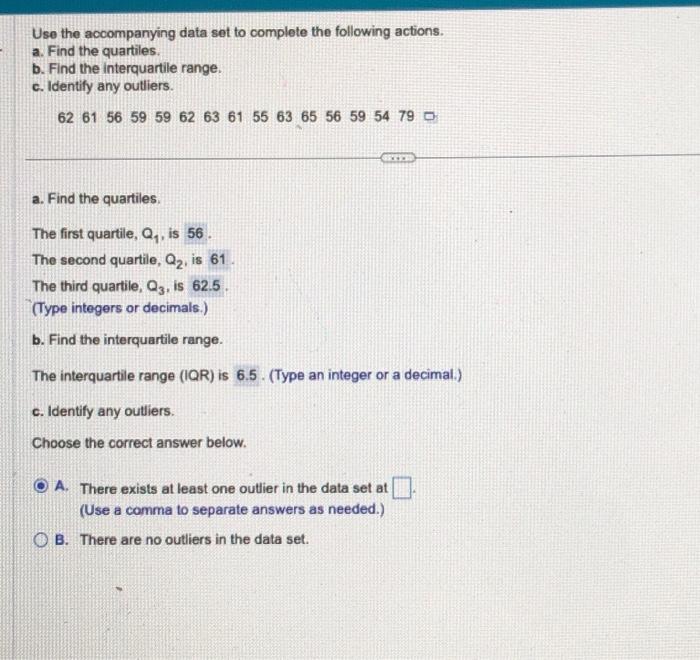 Solved Use the accompanying data set to complete the | Chegg.com