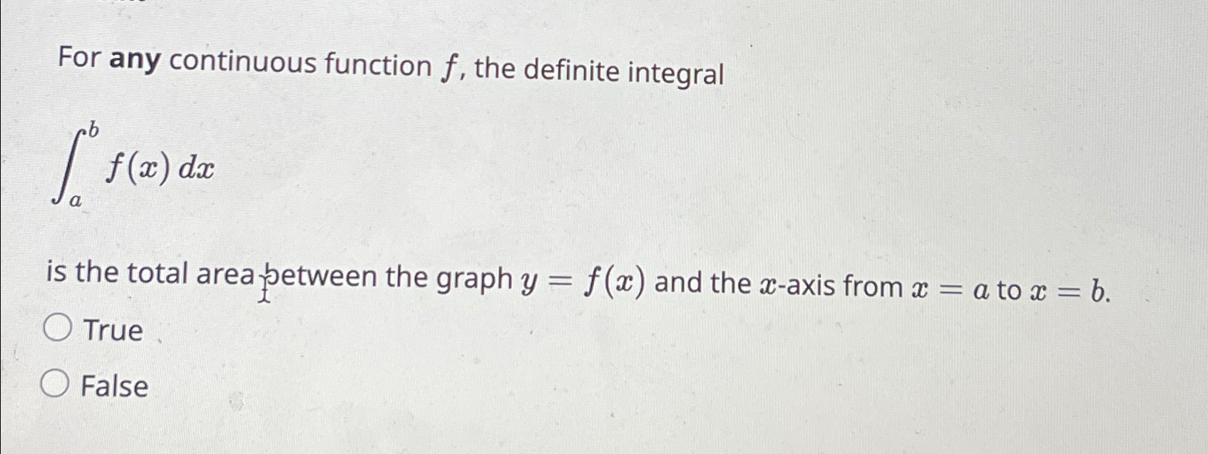 Solved For any continuous function f, ﻿the definite | Chegg.com