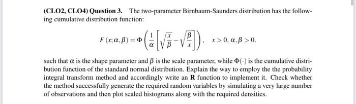 (CLO2, CLO4) Question 3. The two-parameter | Chegg.com