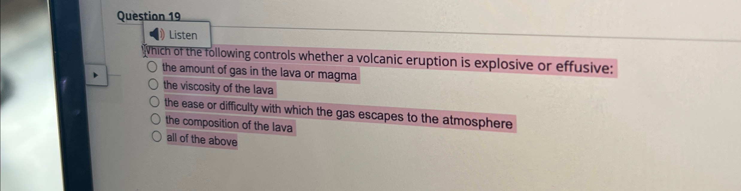 Solved Question 19ListenWhich of the following controls | Chegg.com