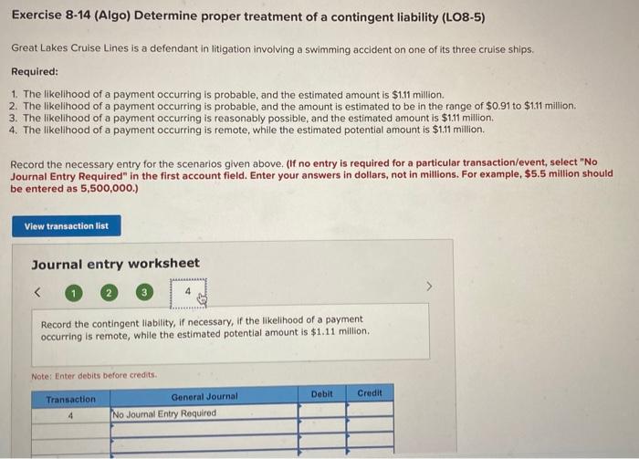 Solved Exercise 8-14 (Algo) Determine proper treatment of a | Chegg.com