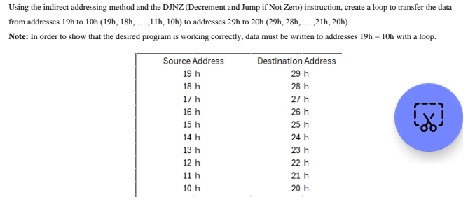 Solved Using the indirect addressing method and the DJNZ | Chegg.com