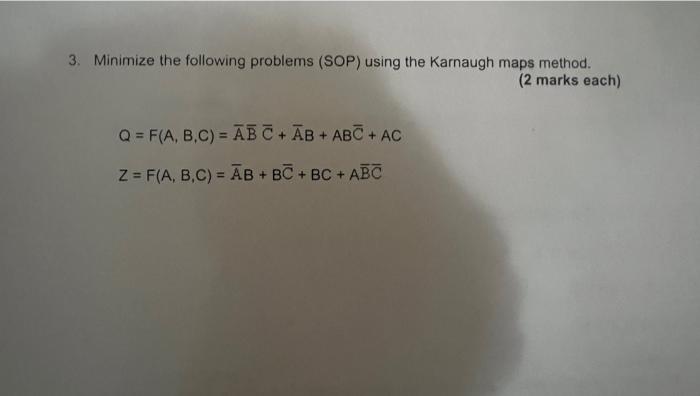Solved 3. Minimize the following problems (SOP) using the | Chegg.com